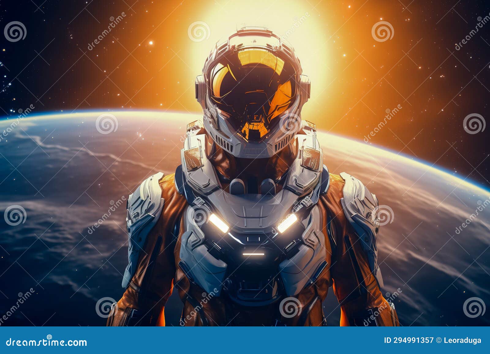 Space Suit Standing in Front of Spaceship Stock Illustration ...