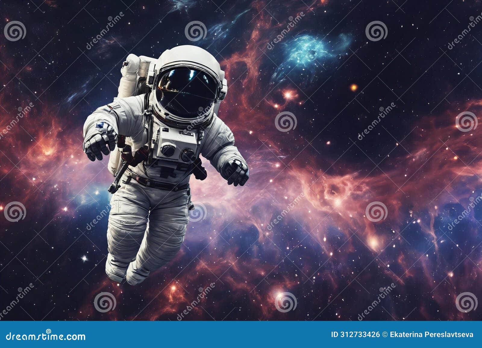 A Man in Spacesuit is Floating in Space Stock Photo - Image of gravity ...
