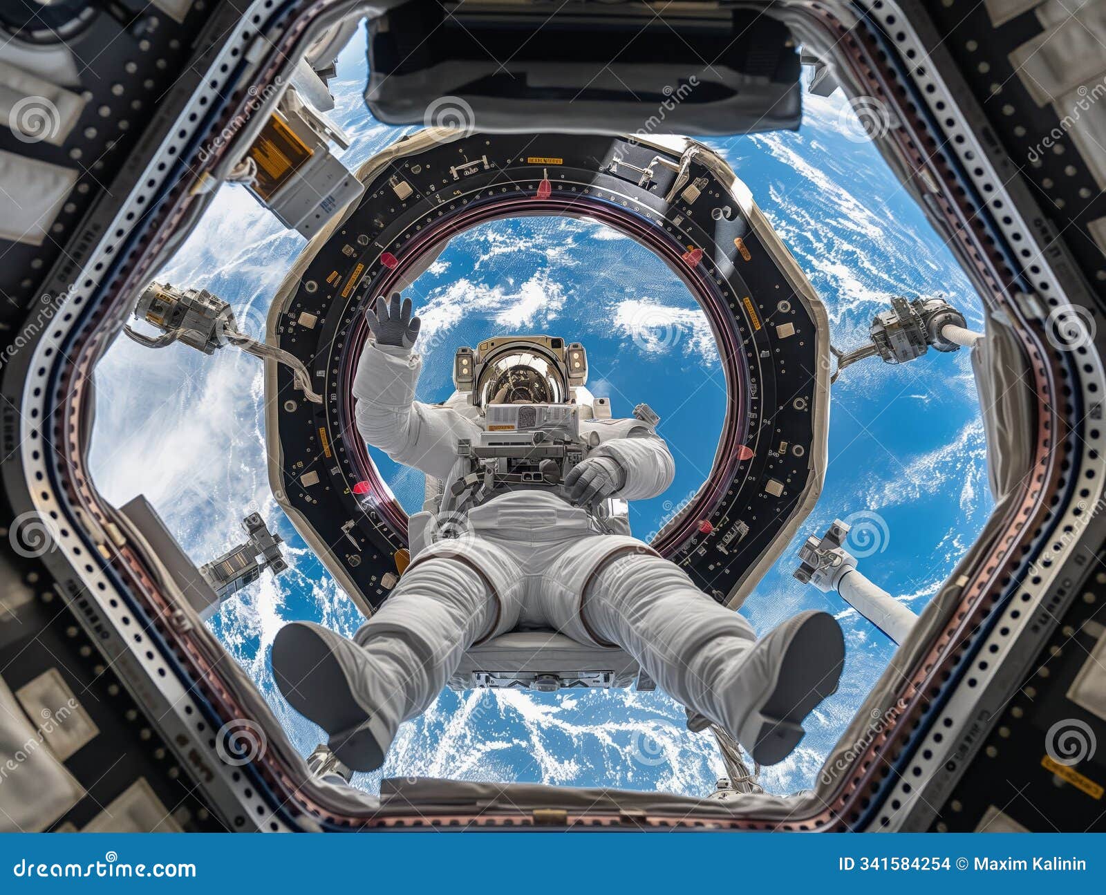 A Man in a Spacesuit is Standing in Front of a Large Space Shuttle ...