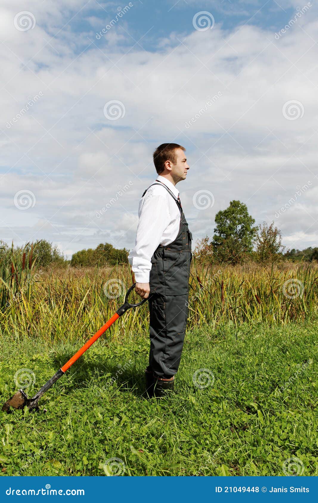 Man and spade. stock photo. Image of country, tool, soil - 21049448