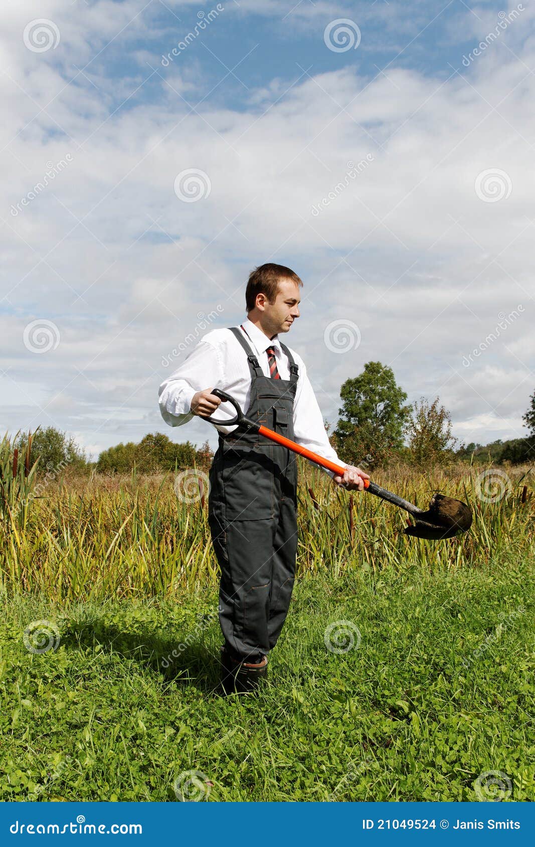 Man and spade. stock photo. Image of working, earth, tool - 21049524
