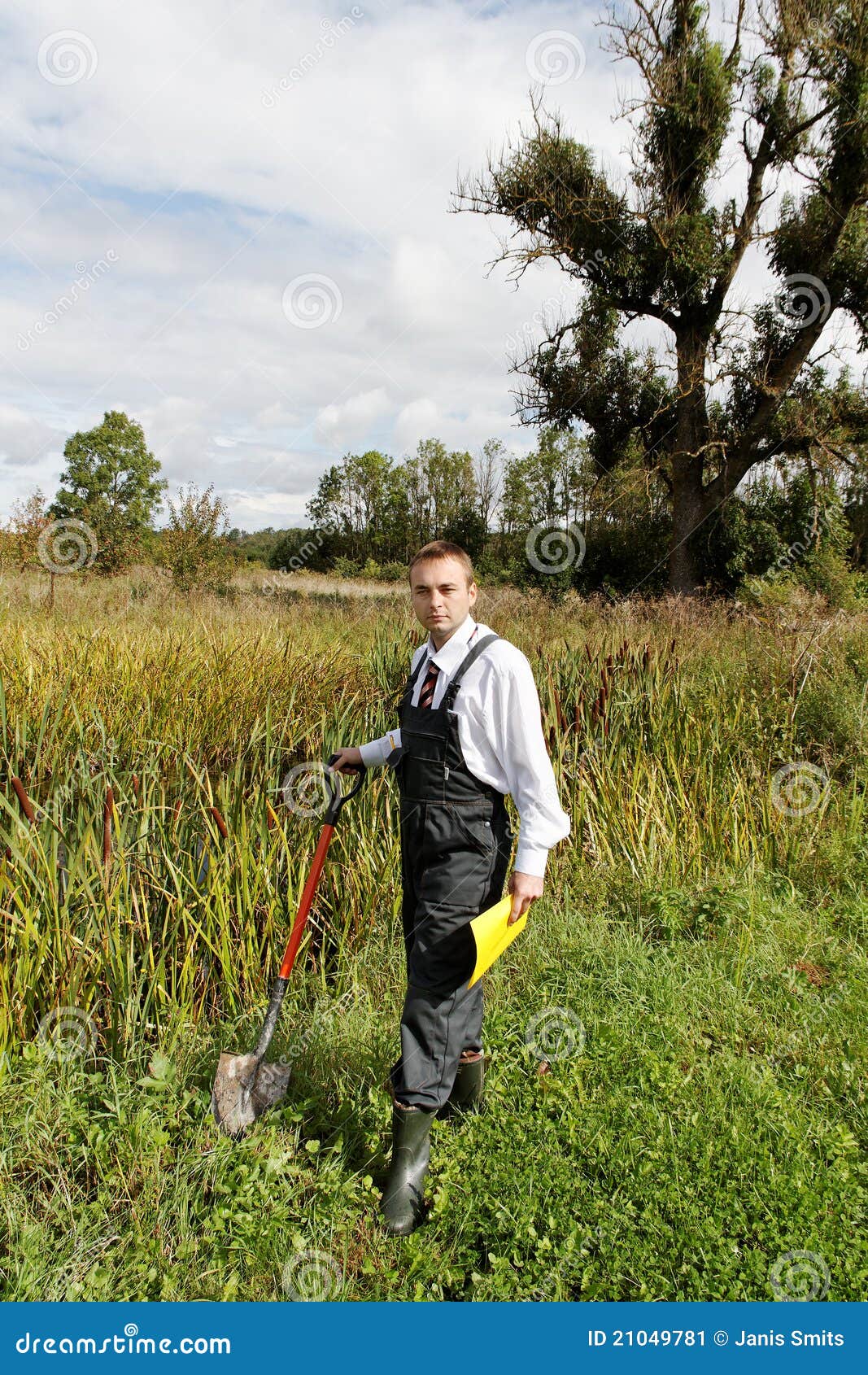Man and spade. stock image. Image of grass, boot, agriculture - 21049781