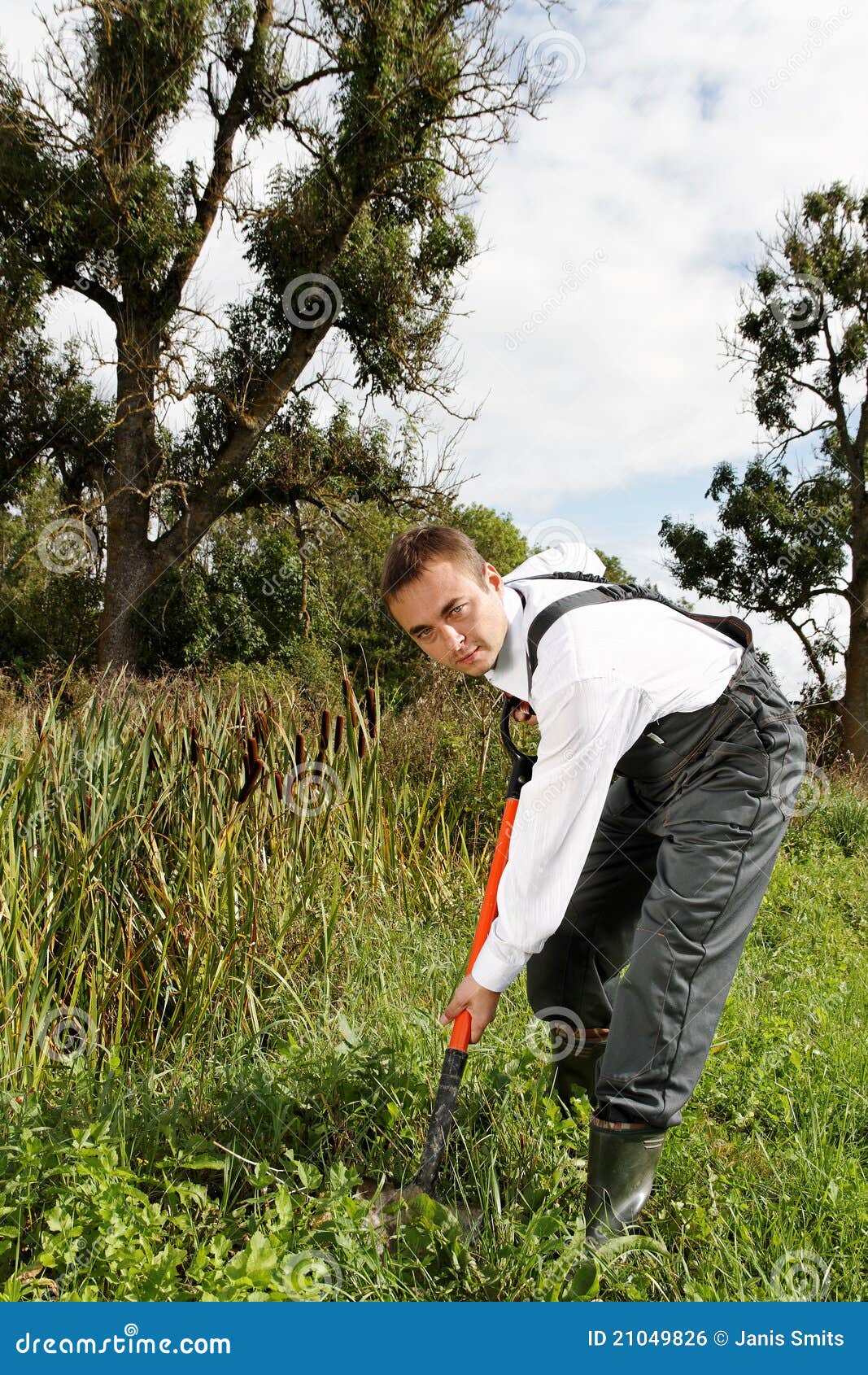 Man and spade. stock photo. Image of labor, digger, agriculture - 21049826