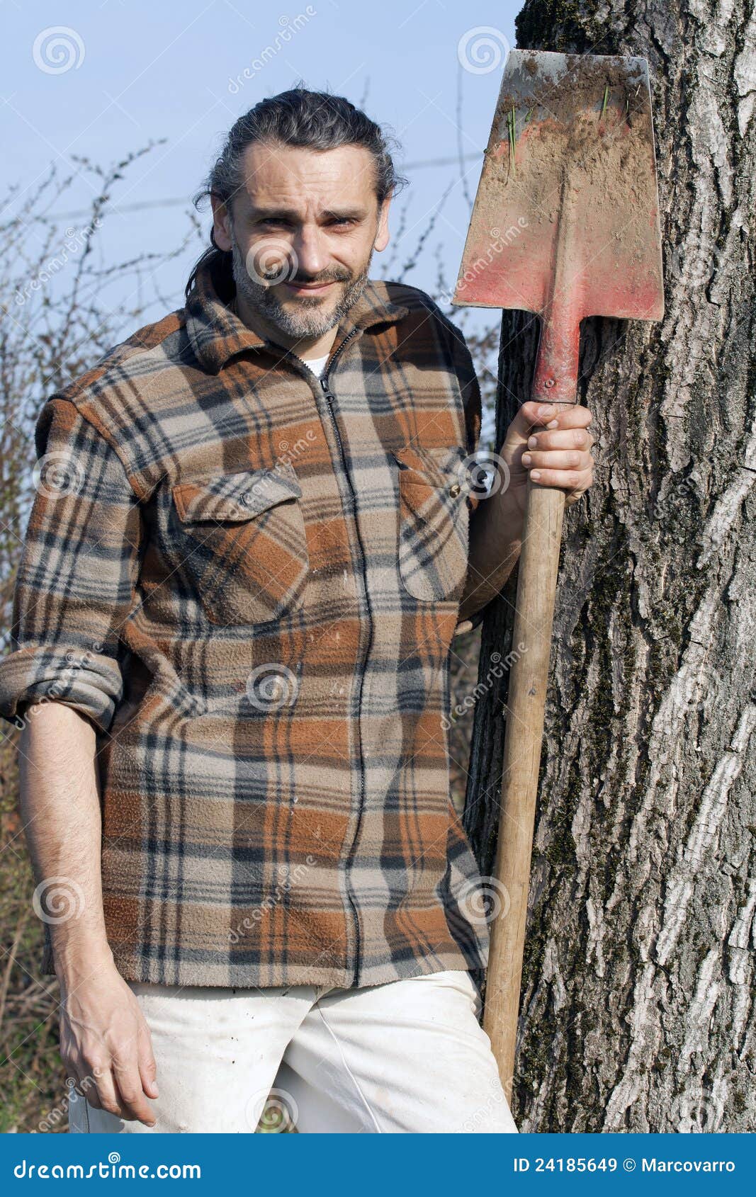 Man with spade stock image. Image of posing, shovel, peasant - 24185649