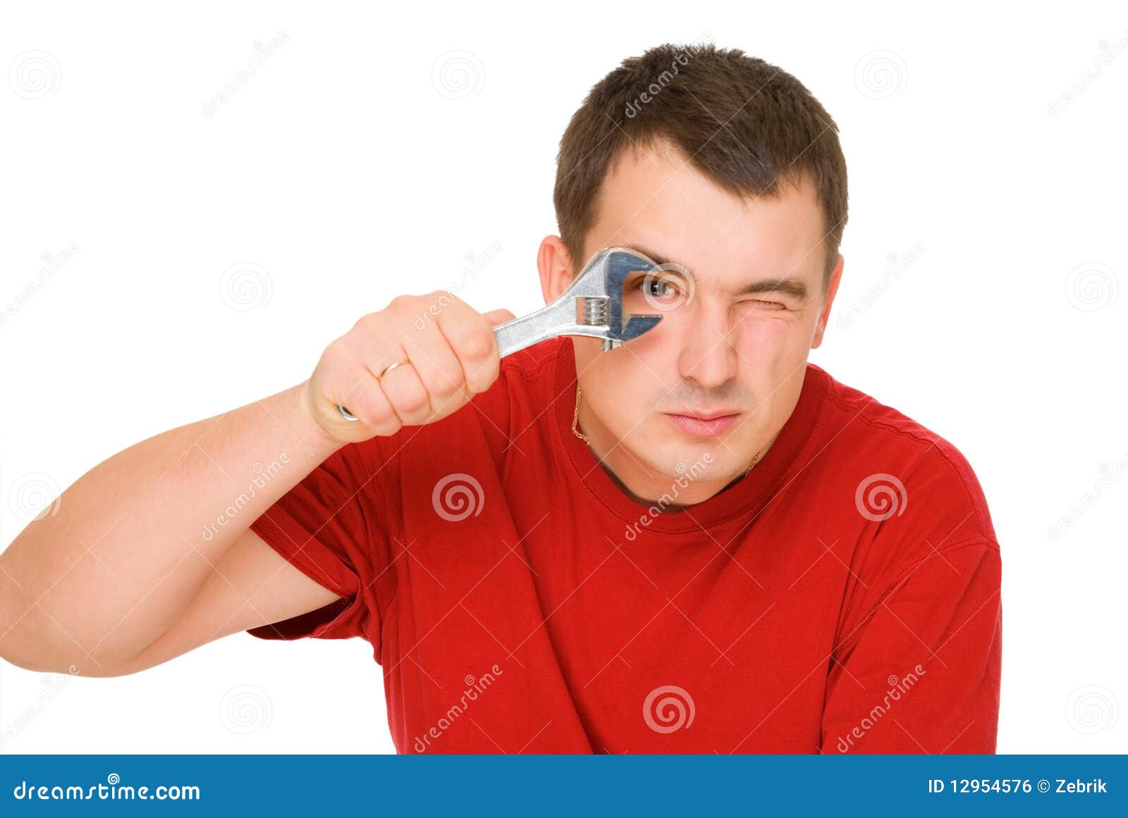 Man with spanner stock photo. Image of mature, steel - 12954576