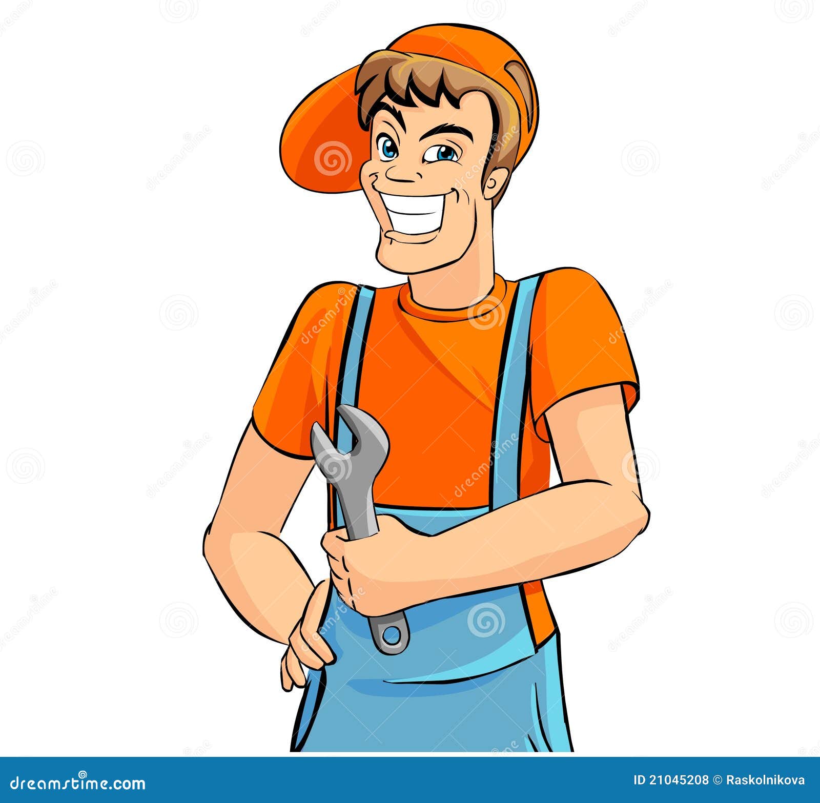 Man with a spanner stock vector. Illustration of colorful - 21045208