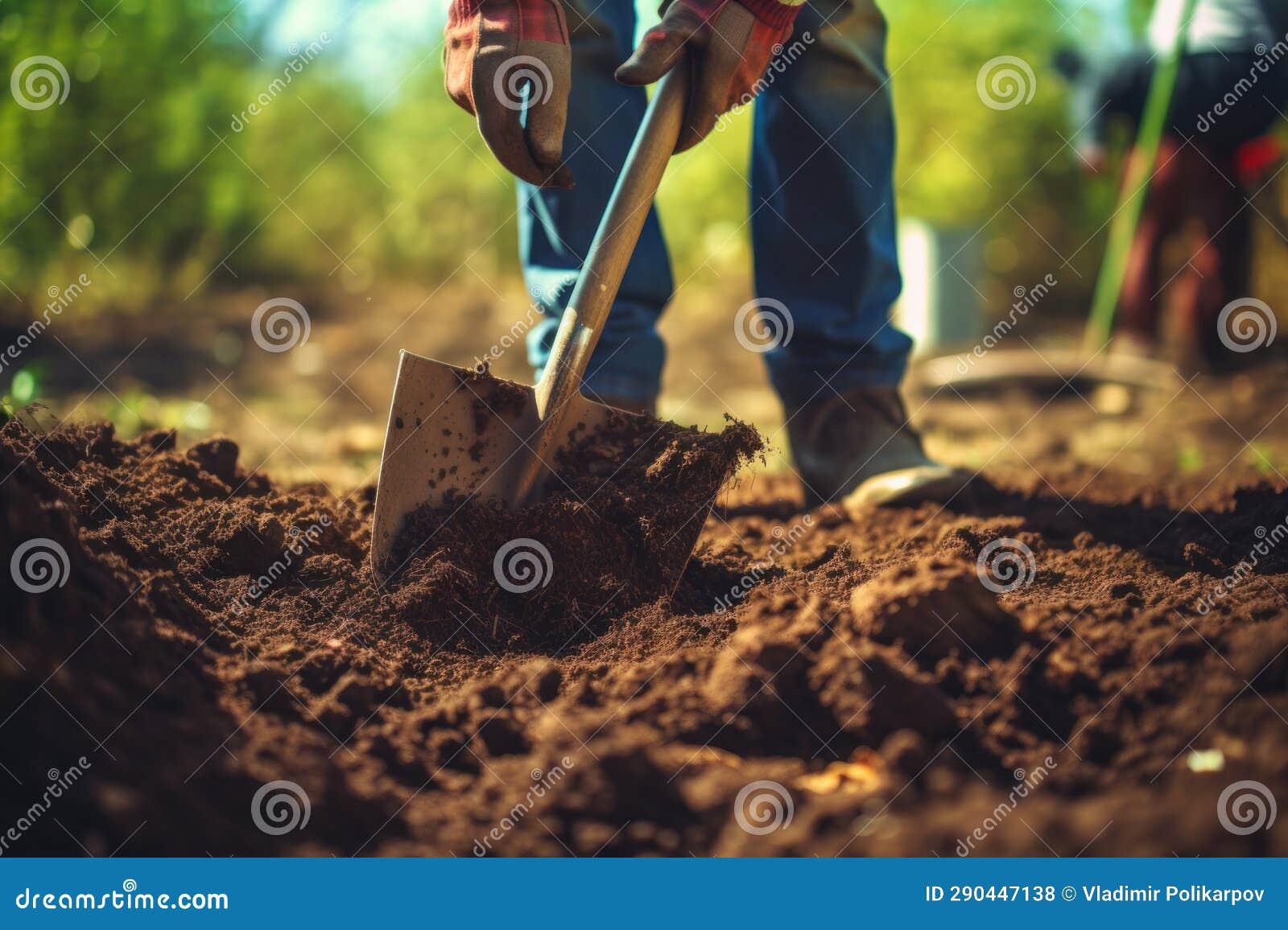 A Man with a Spatula Digging in the Garden Stock Photo - Image of hand ...