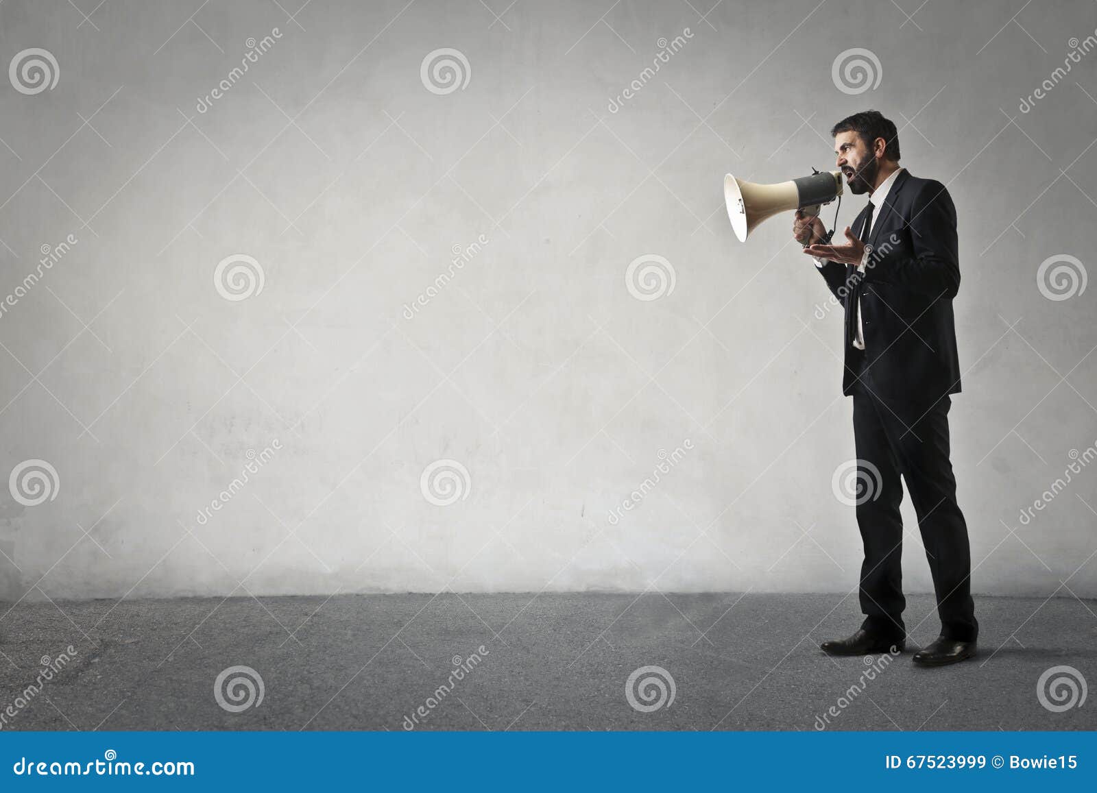 Man Speaking into the Megaphone Stock Image - Image of shout, promotion ...