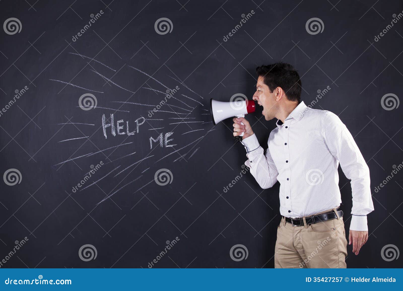 Man Speaking at the Megaphone Stock Image - Image of help, lines: 35427257