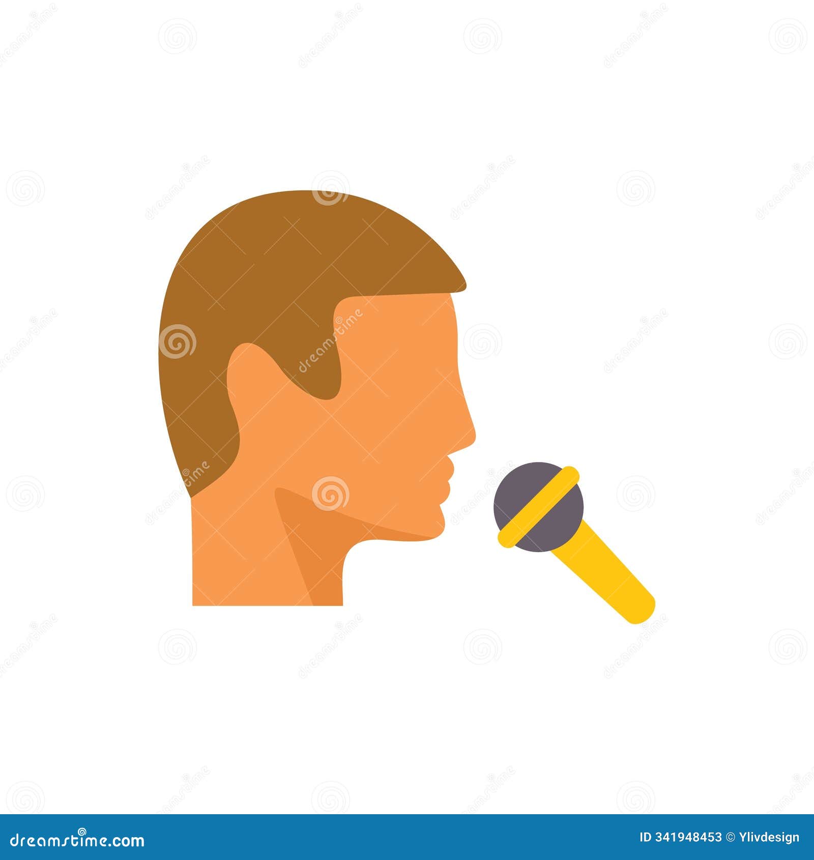 Man Speaking with Microphone Flat Icon Design Illustration Vector Stock ...
