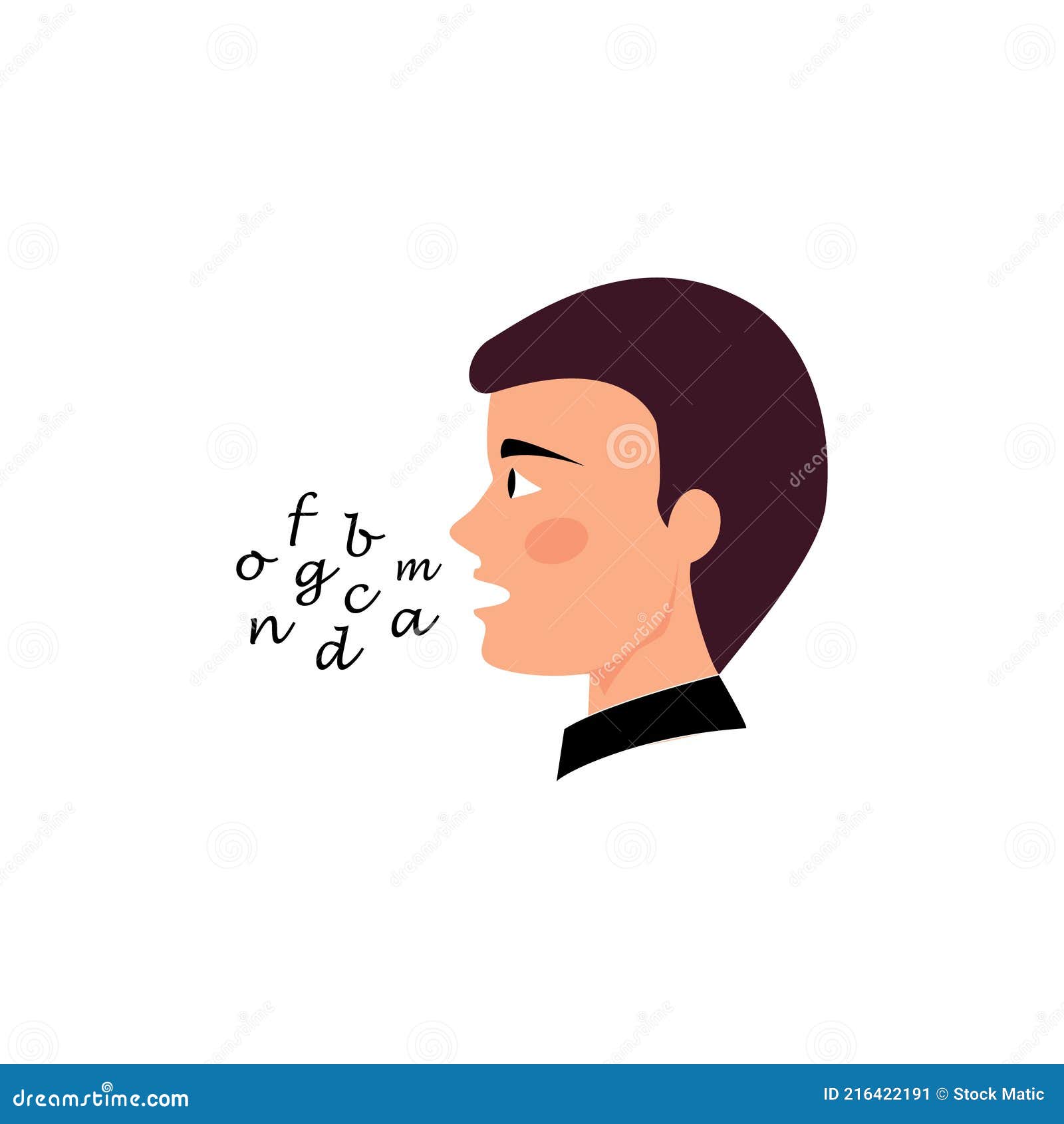 Man Speaking, Man Speech on White Background, Man Talking, Head Front ...