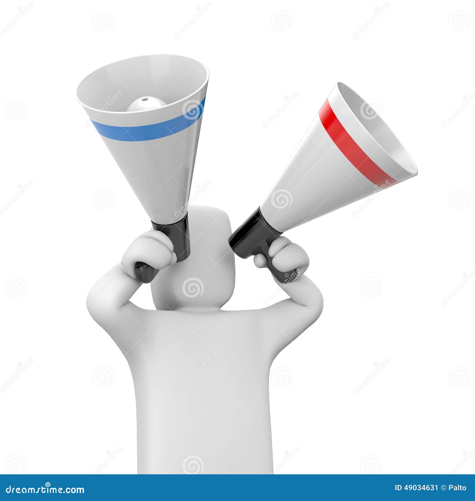 Man speaks in megaphones stock illustration. Illustration of announce ...