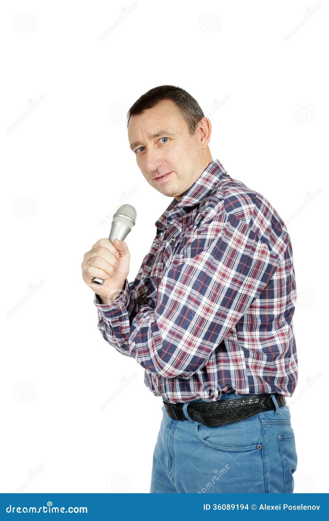 Man speaks to microphone stock photo. Image of confident - 36089194