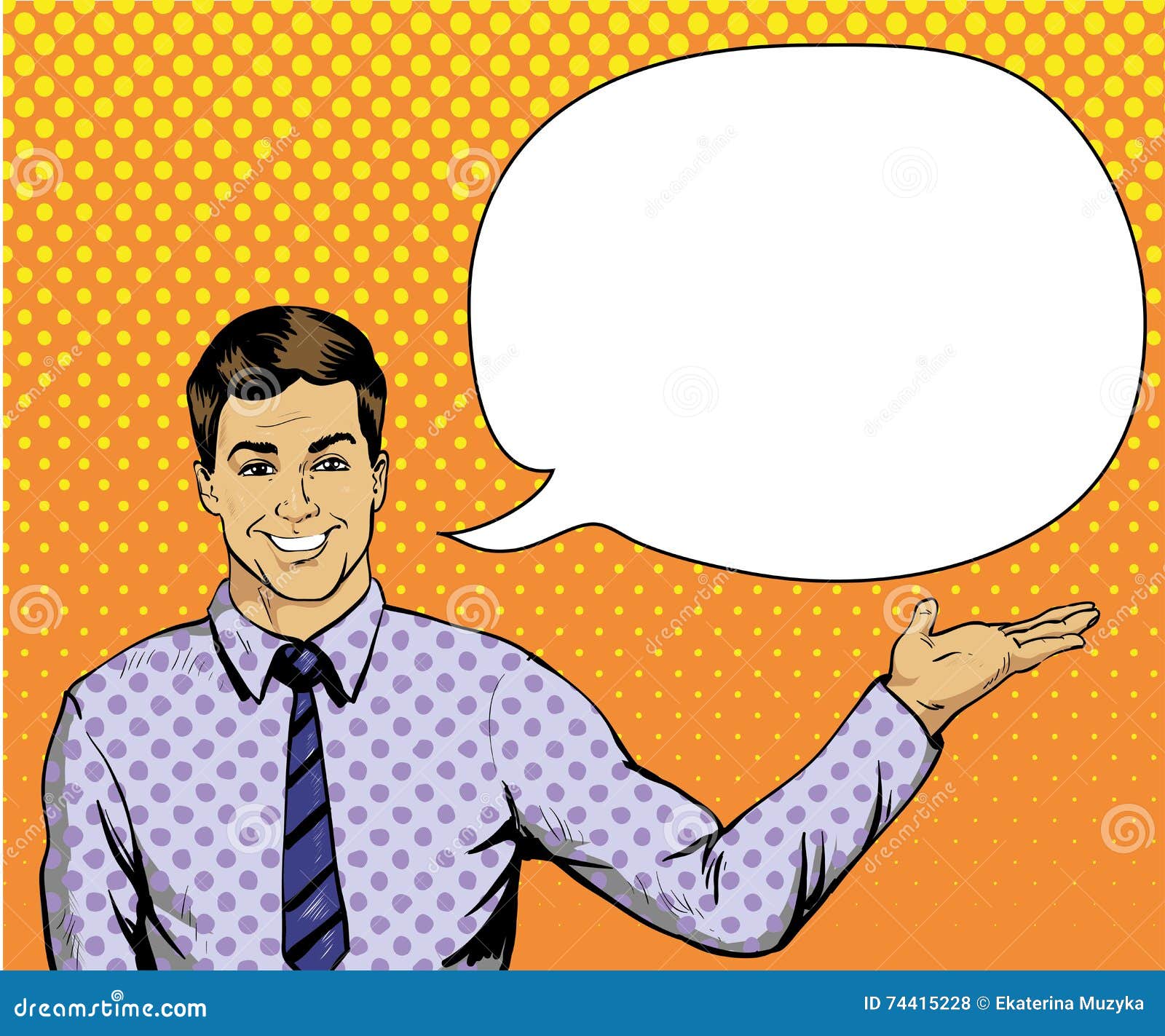 Man with Speech Bubble in Retro Pop Art Style. Comic Vector ...