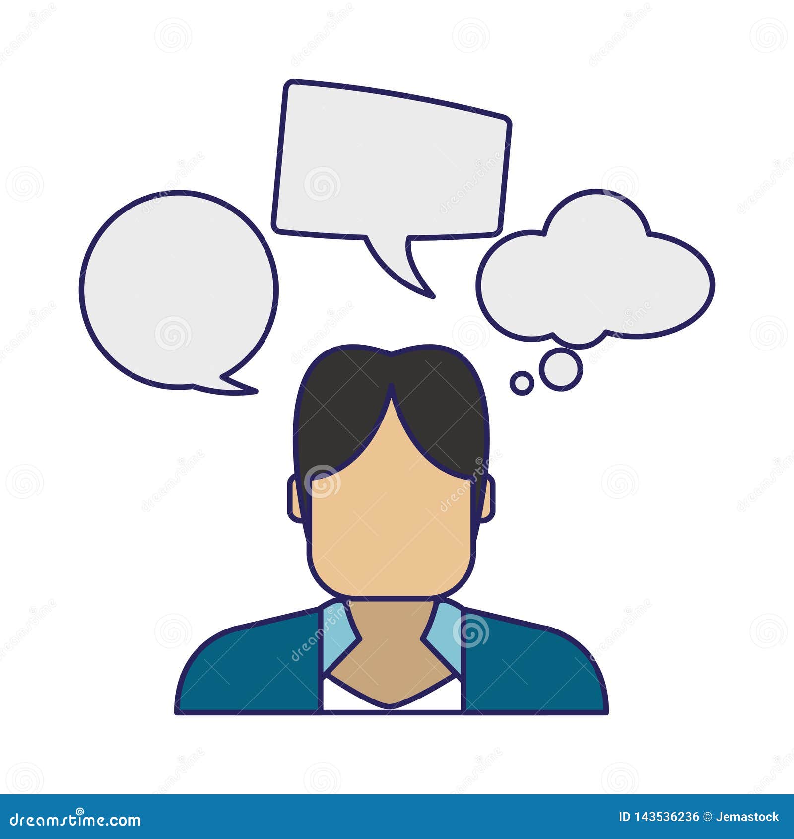Man with speech bubbles stock vector. Illustration of bubbles - 143536236