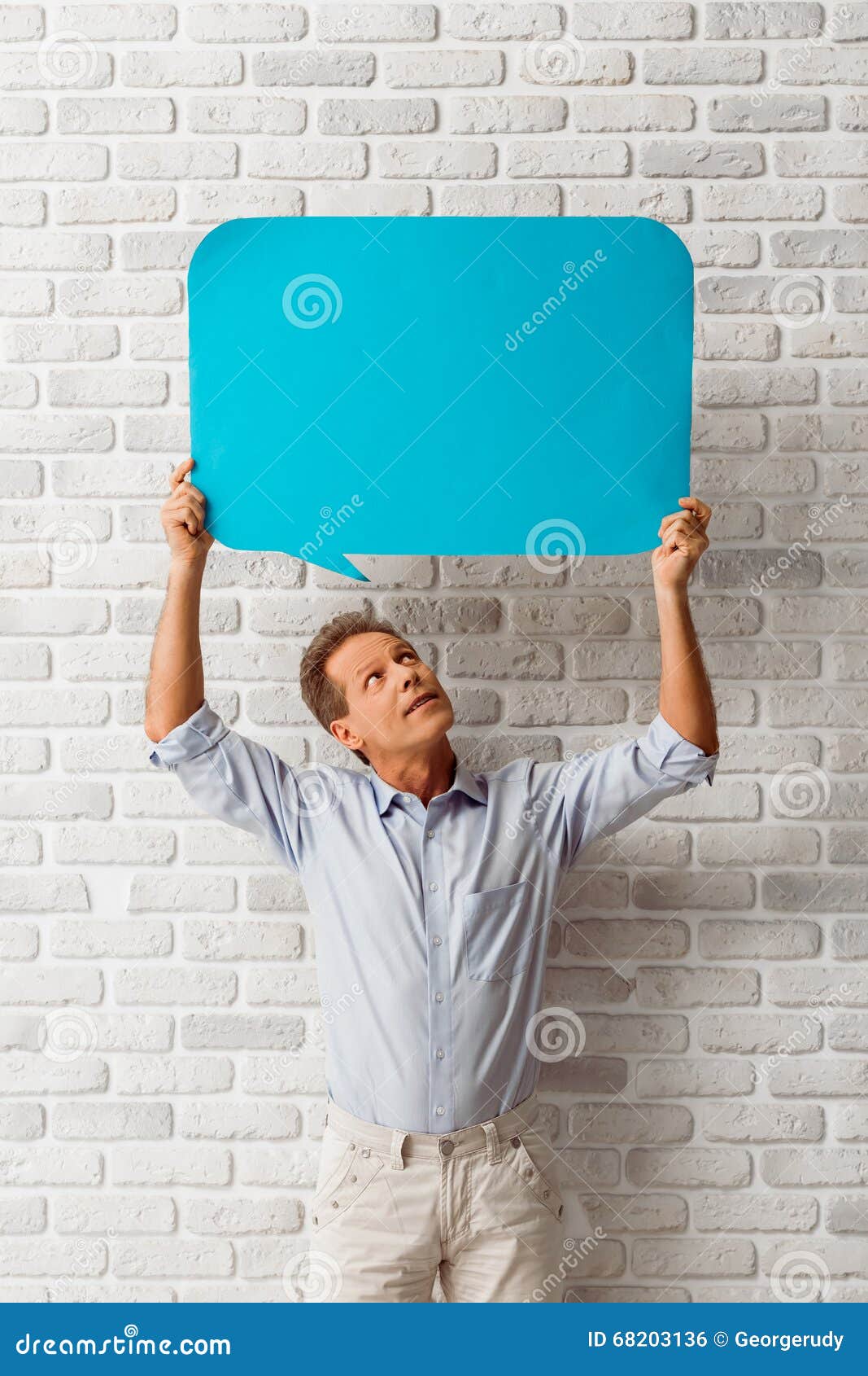 Man with speech bubbles stock photo. Image of face, caucasian - 68203136