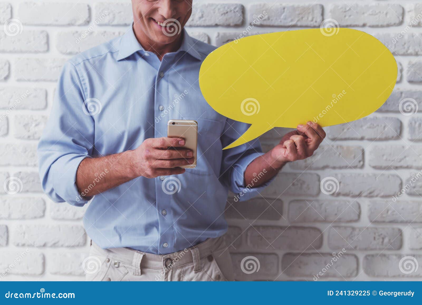 Man with speech bubbles stock image. Image of face, fantasy - 241329225