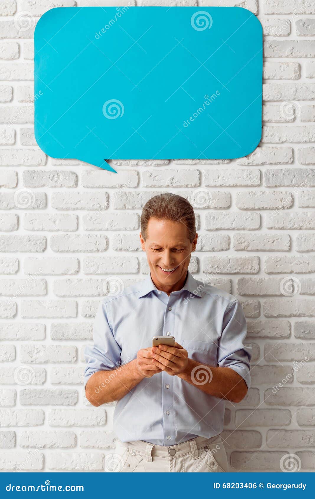 Man with speech bubbles stock photo. Image of business - 68203406