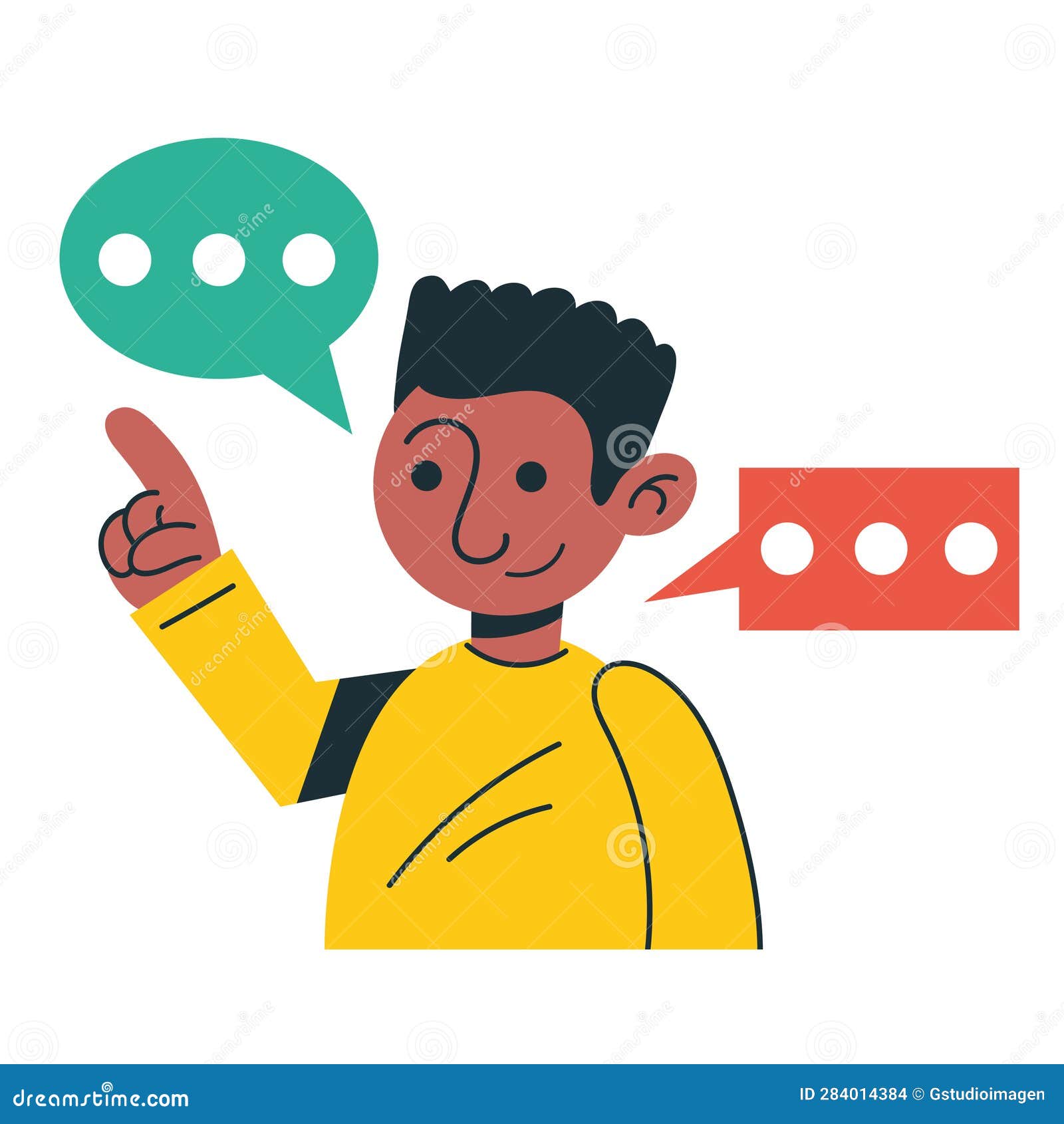 Man with Speech Bubbles Talking Stock Illustration - Illustration of ...
