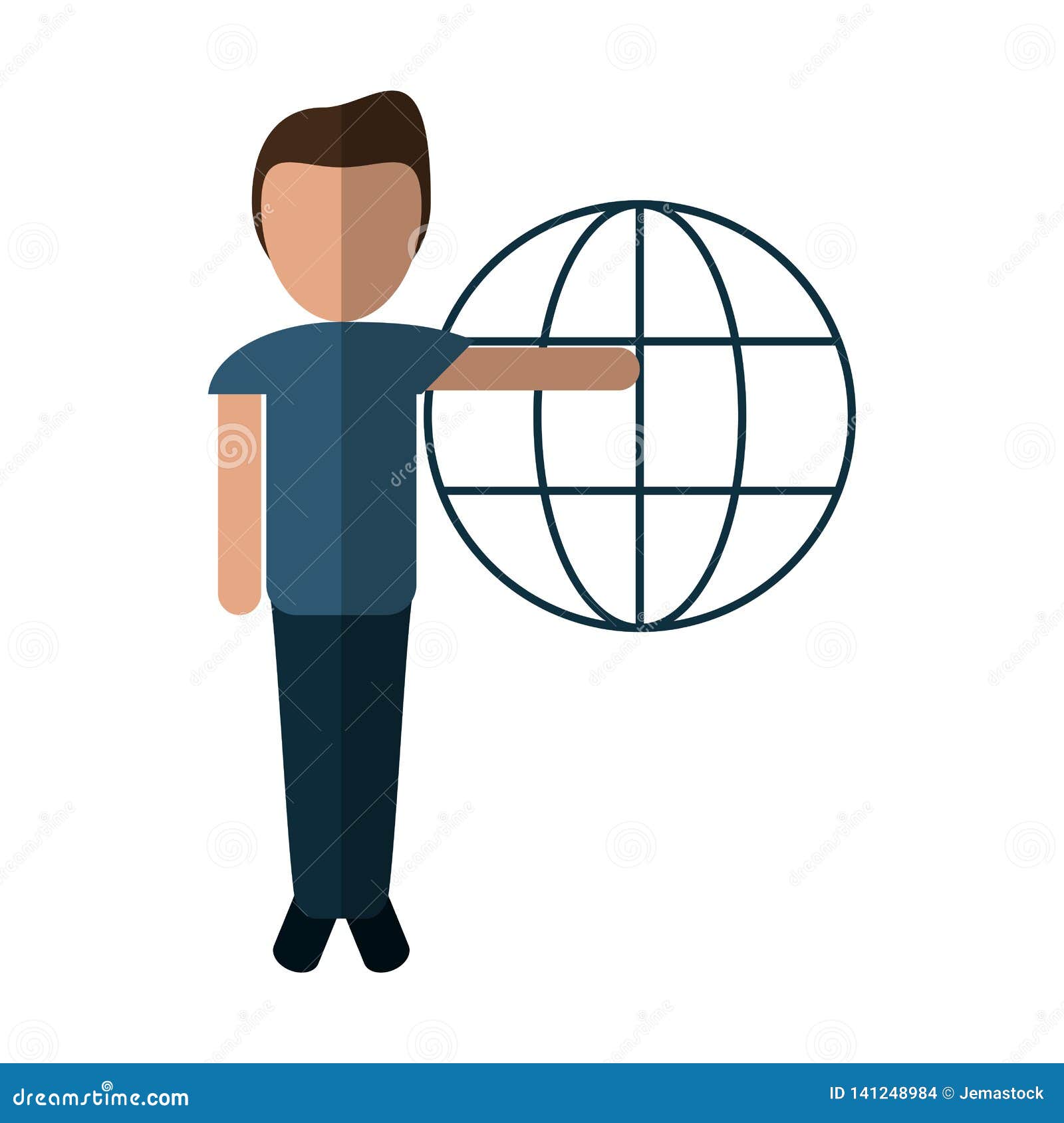 Man with Sphere Global Symbol Stock Vector - Illustration of symbolic ...
