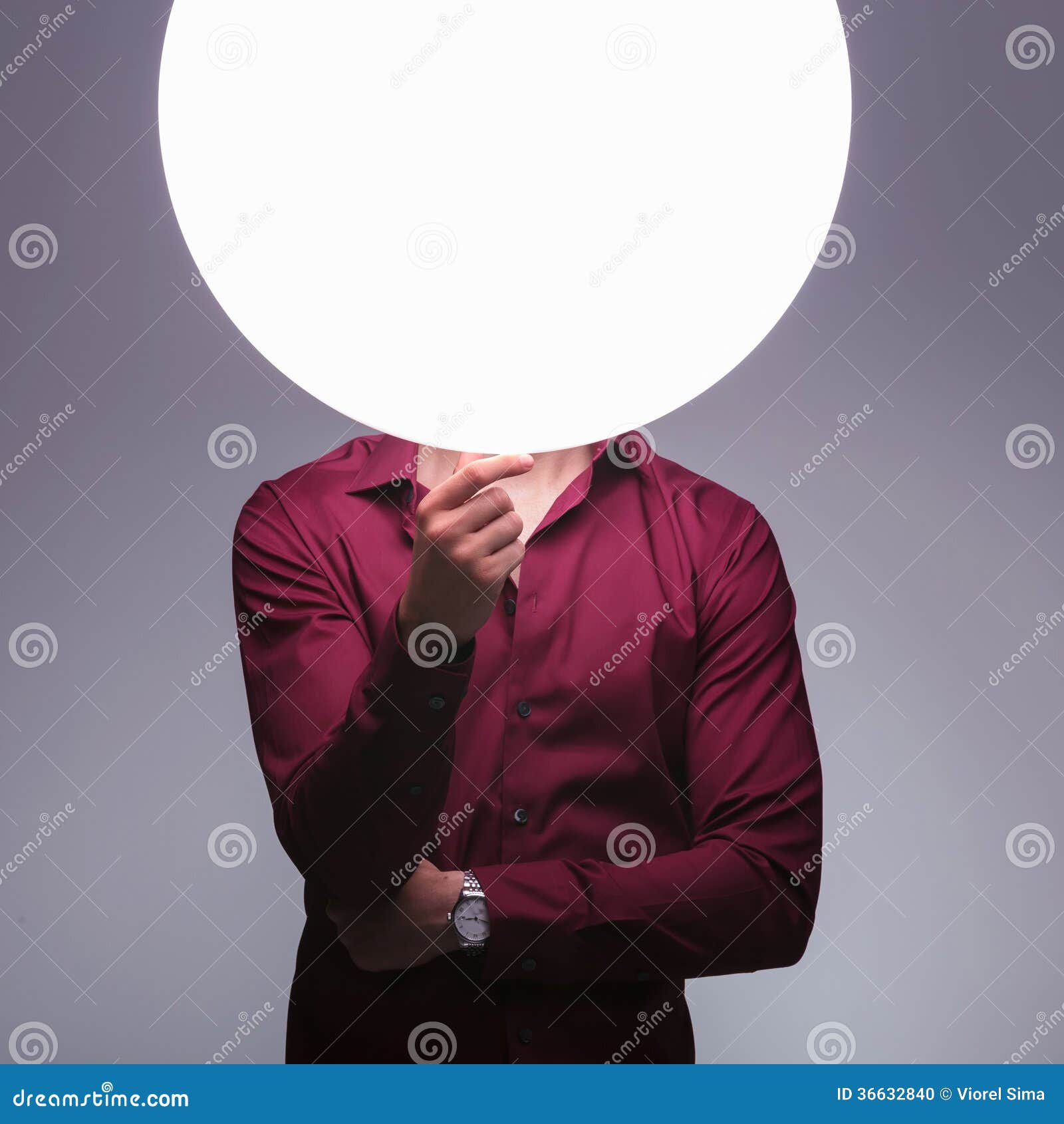 Man with Sphere of Light As Head is Thinking Stock Photo - Image of ...