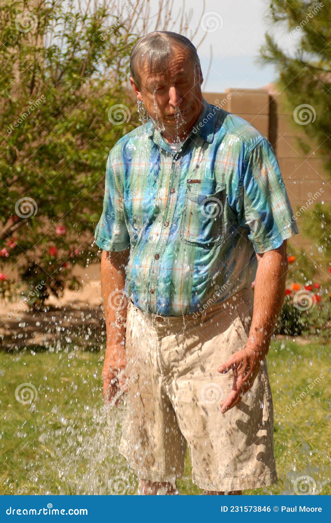 Man Splashed with Water stock photo. Image of healthy - 231573846