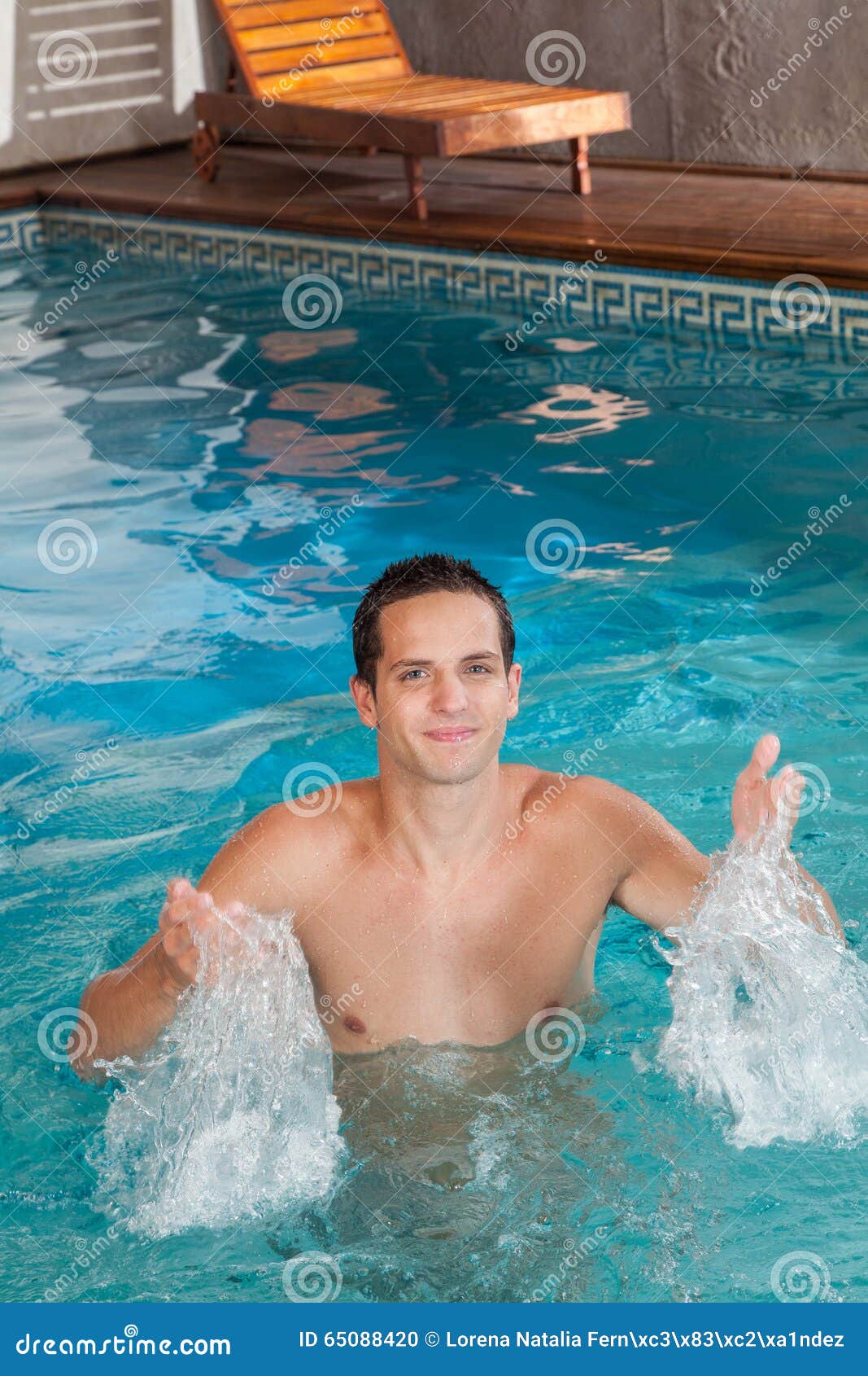 Man Splashing Water in the Pool Stock Photo - Image of adult, male ...
