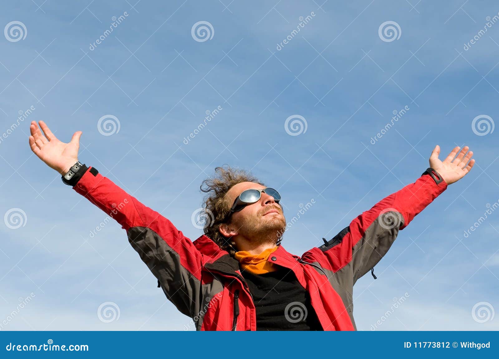Man Spreading His Arms Wide Up Stock Photo - Image of rejoice, arms ...