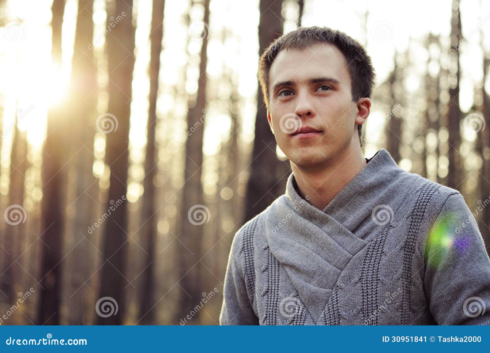 Man in spring forest stock image. Image of person, season - 30951841