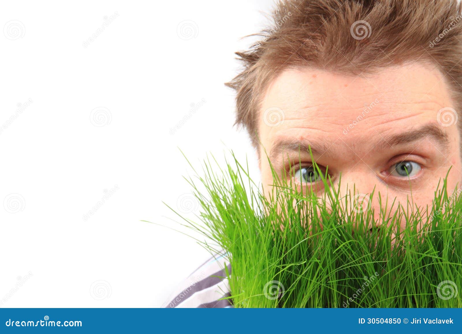 Man in the spring grass stock photo. Image of isolated - 30504850