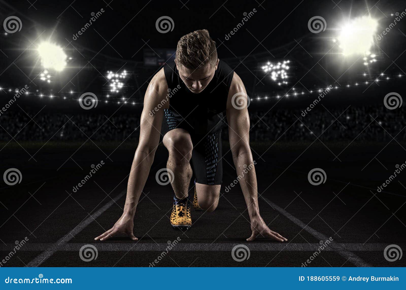 Man Sprinter Leaving Starting Stock Image - Image of competitive ...