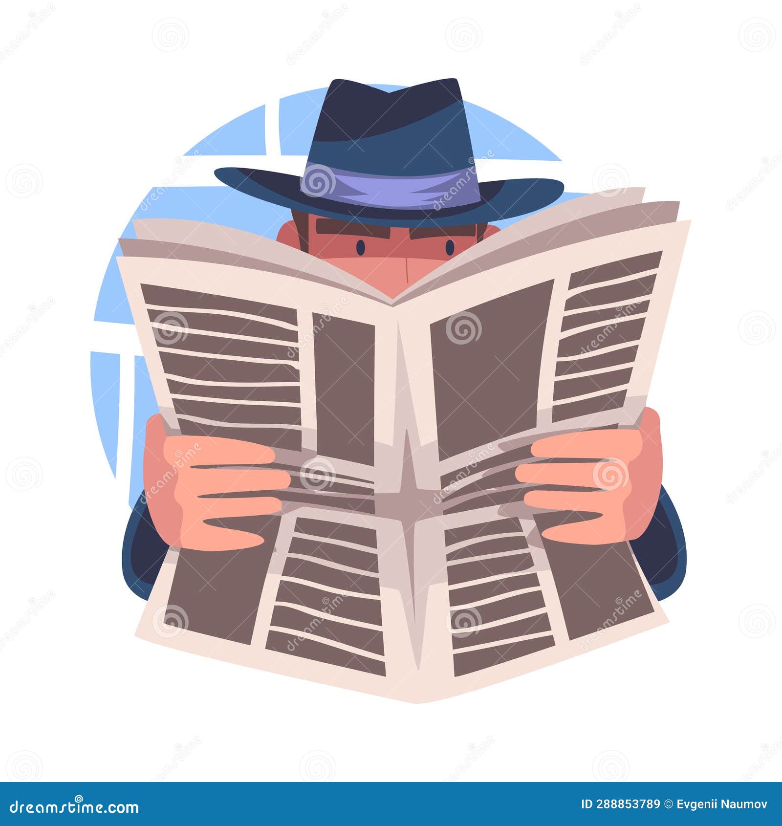 Man Spy Character Investigating Sitting In Chest With Binoculars Vector Illustration Stock