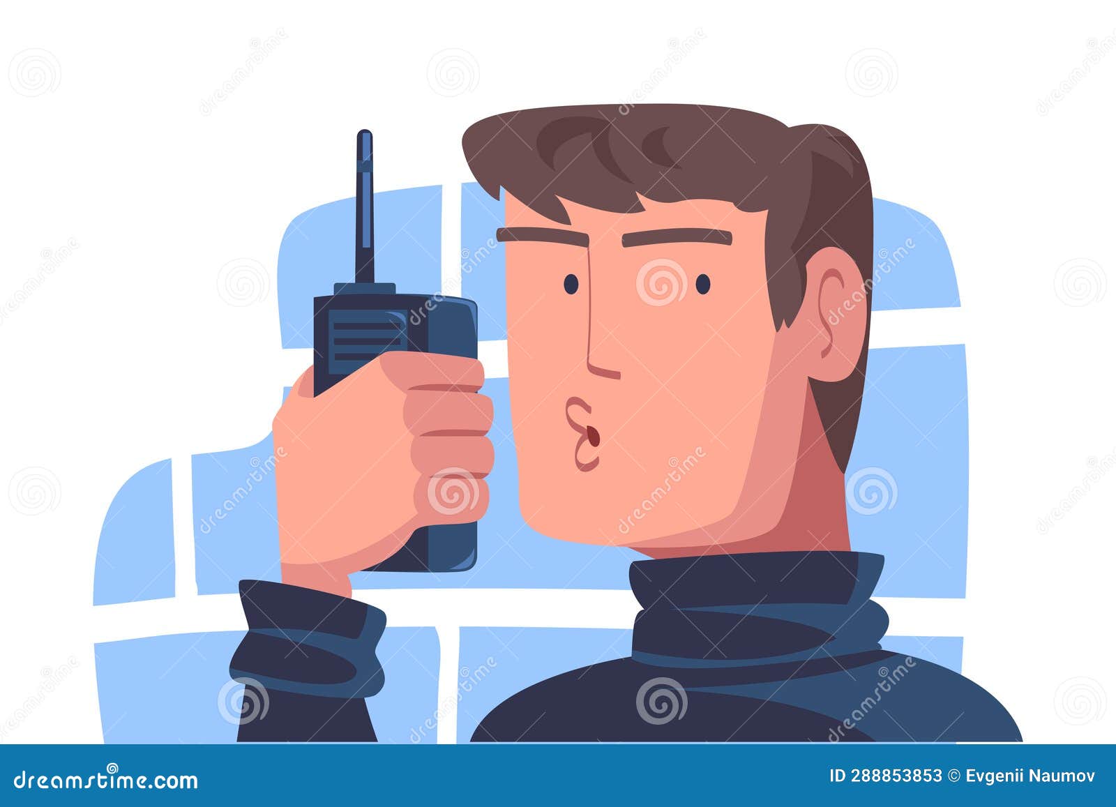 Man Spy Character Investigating Sitting In Chest With Binoculars Vector Illustration Stock