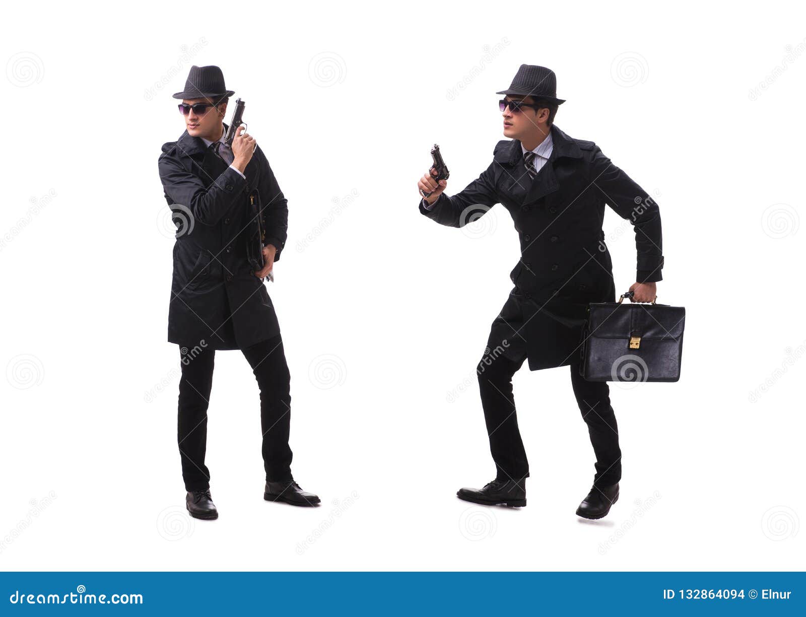 The Man Spy with Handgun Isolated on White Background Stock Photo ...