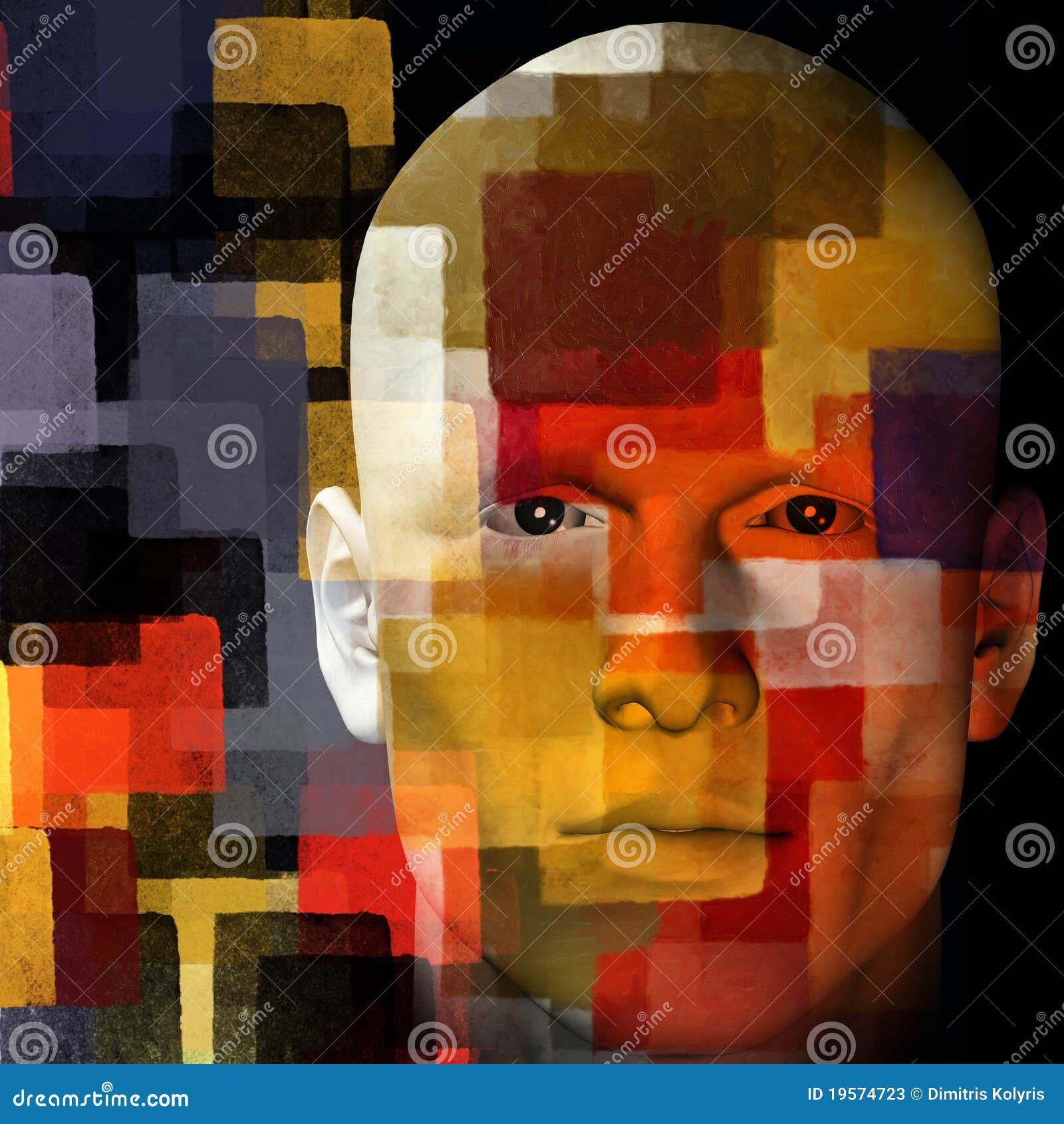 Man with Squares Illustration Stock Illustration - Illustration of ...