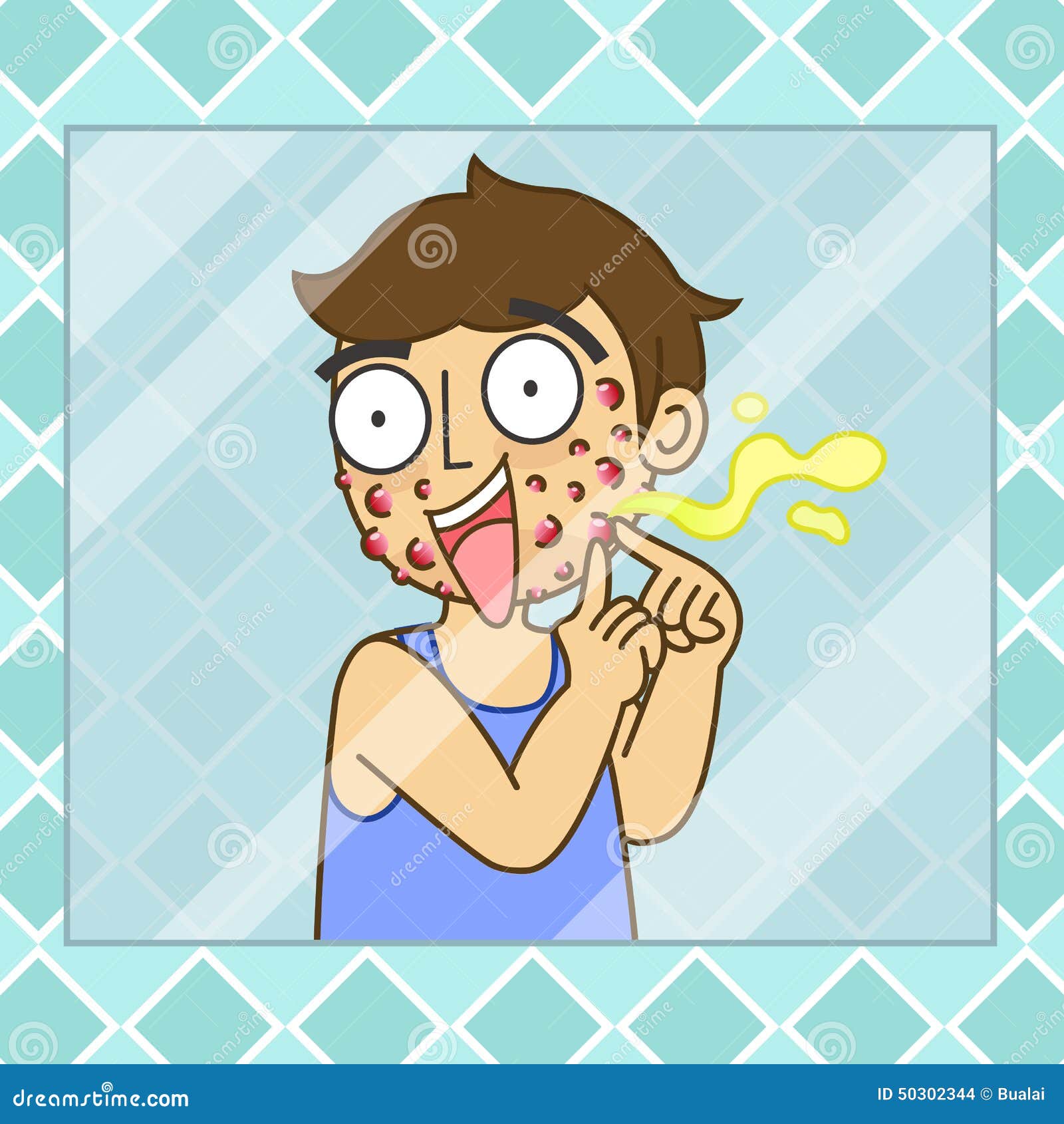 Squeezing Pimple Isolated. Popping Acne. Vector Illustration ...