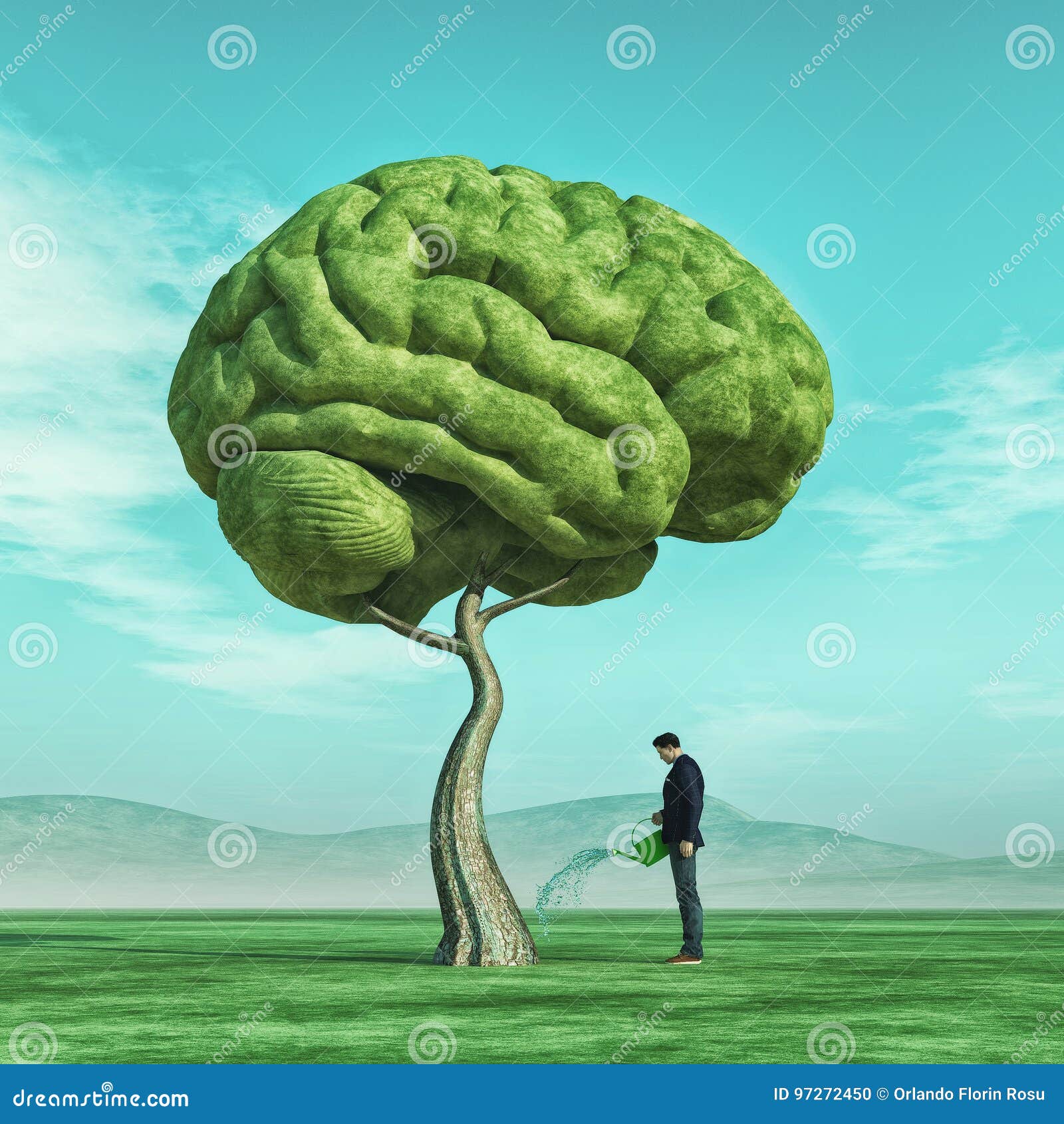 Man Squirting a Big Tree Shaped Human Brain Stock Illustration ... Man Squirting a Big Tree Shaped Human Brain Stock Illustration ...