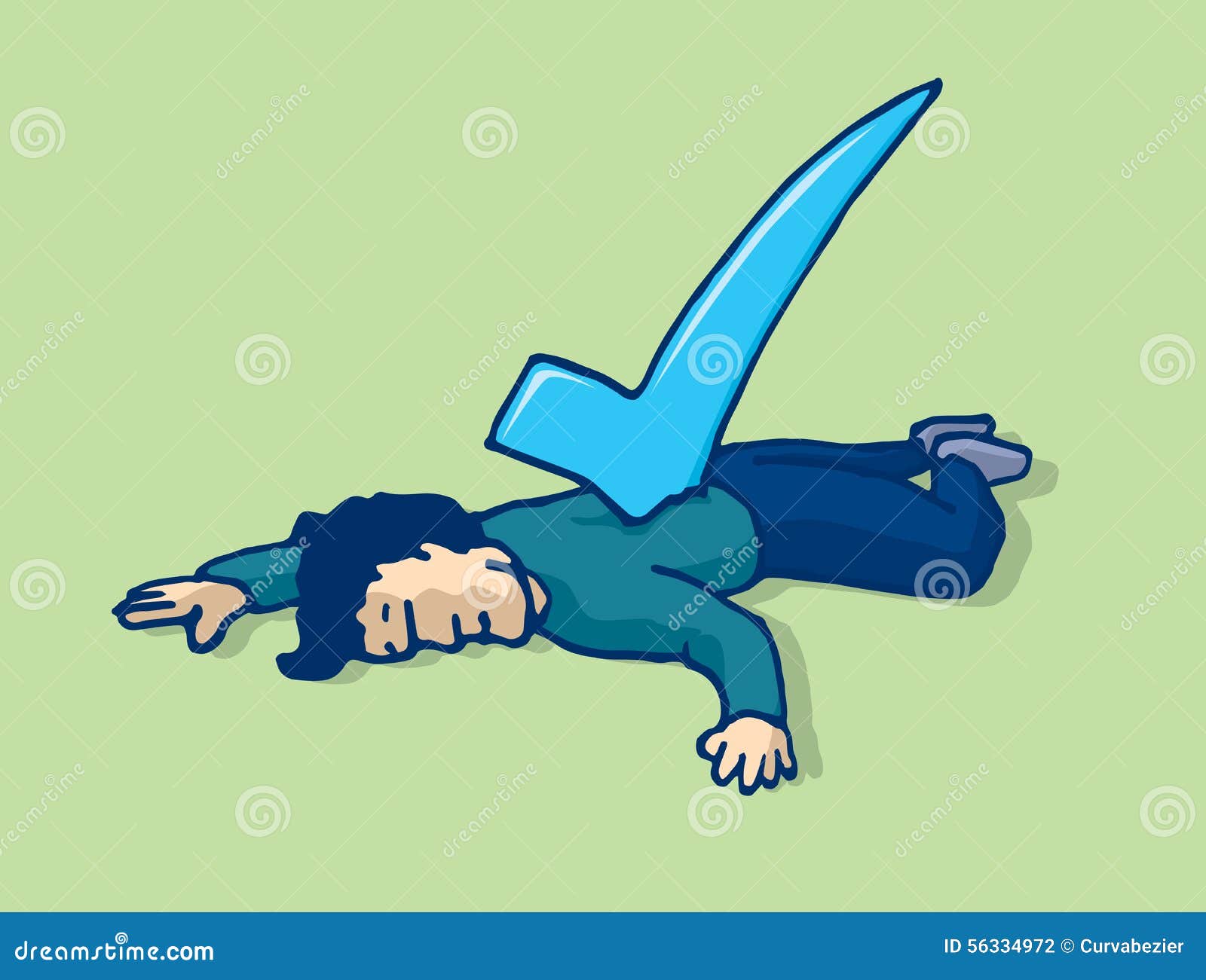 Man Stabbed with Checked Mark Stock Vector - Illustration of funny ...