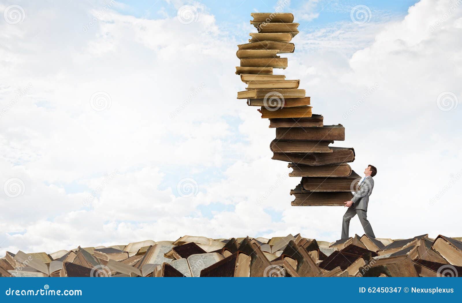 Man with Stack of Books in Hands Stock Image - Image of academic ...