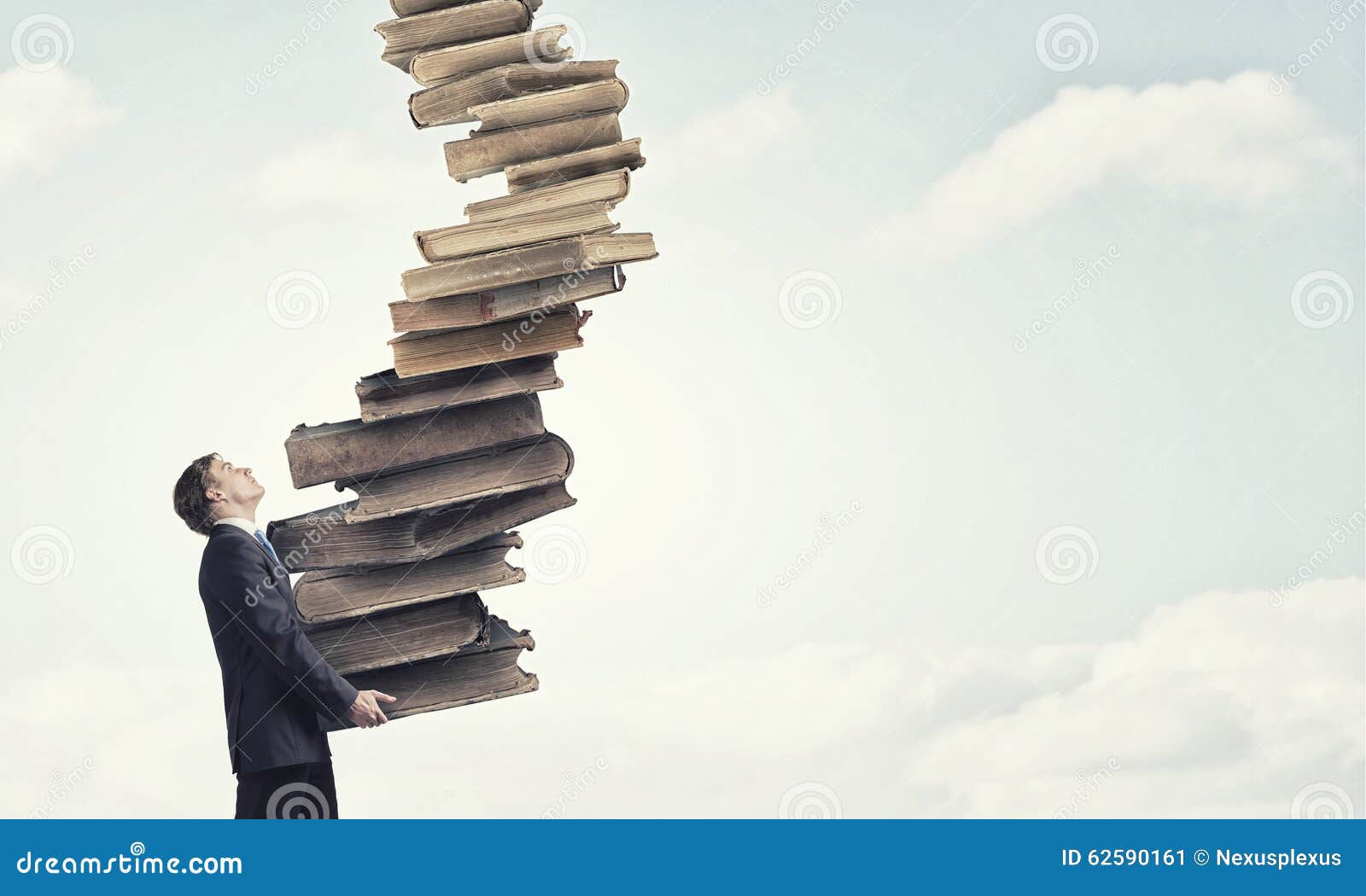 Man with Stack of Books in Hands Stock Image - Image of carry ...