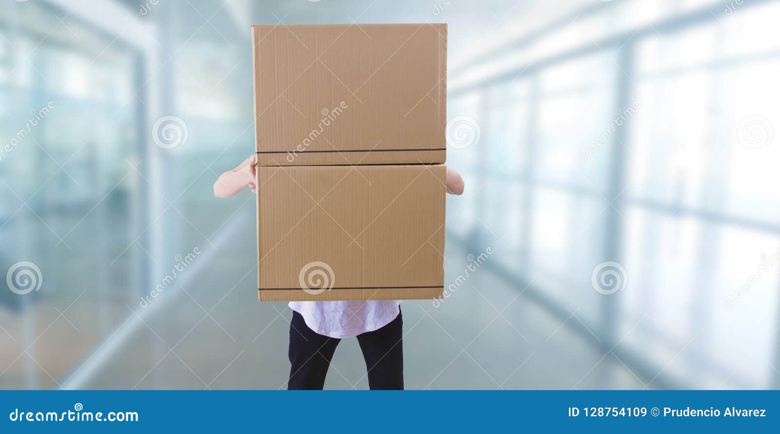 Man with Stacked Cardboard Boxes Stock Image - Image of order, casual ...