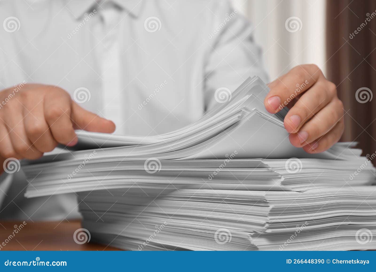 Man Stacking Documents in Office, Closeup View Stock Photo - Image of ...