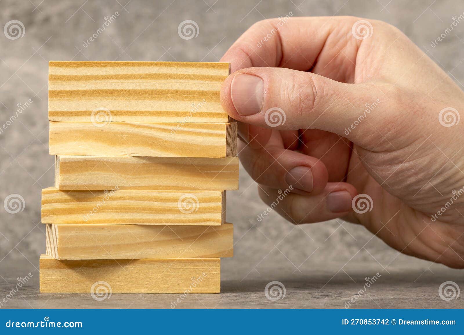 Man Stacking Wooden Blocks, Business Concept Background Stock Photo ...