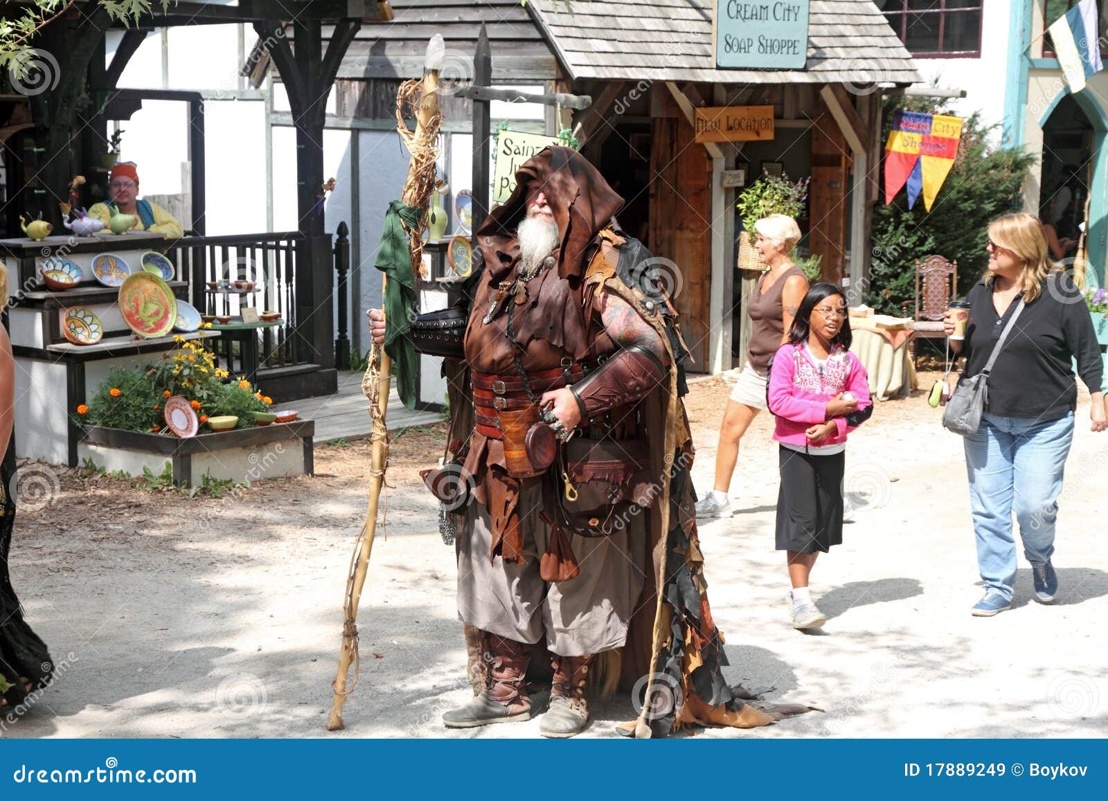 Man with a Staff Dressed in Medieval Costume Editorial Stock Image ...