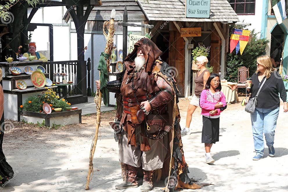 Man with a Staff Dressed in Medieval Costume Editorial Stock Image ...