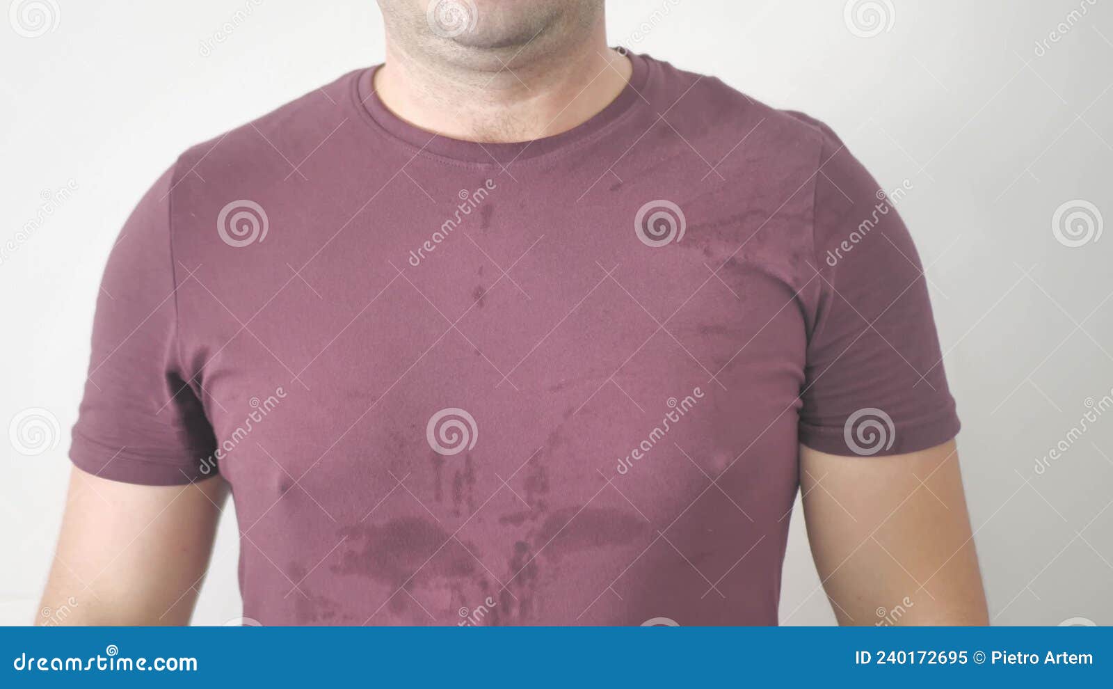 Man with a Stain of Sweat on it. he Sweats from the Heat. Problem with ...