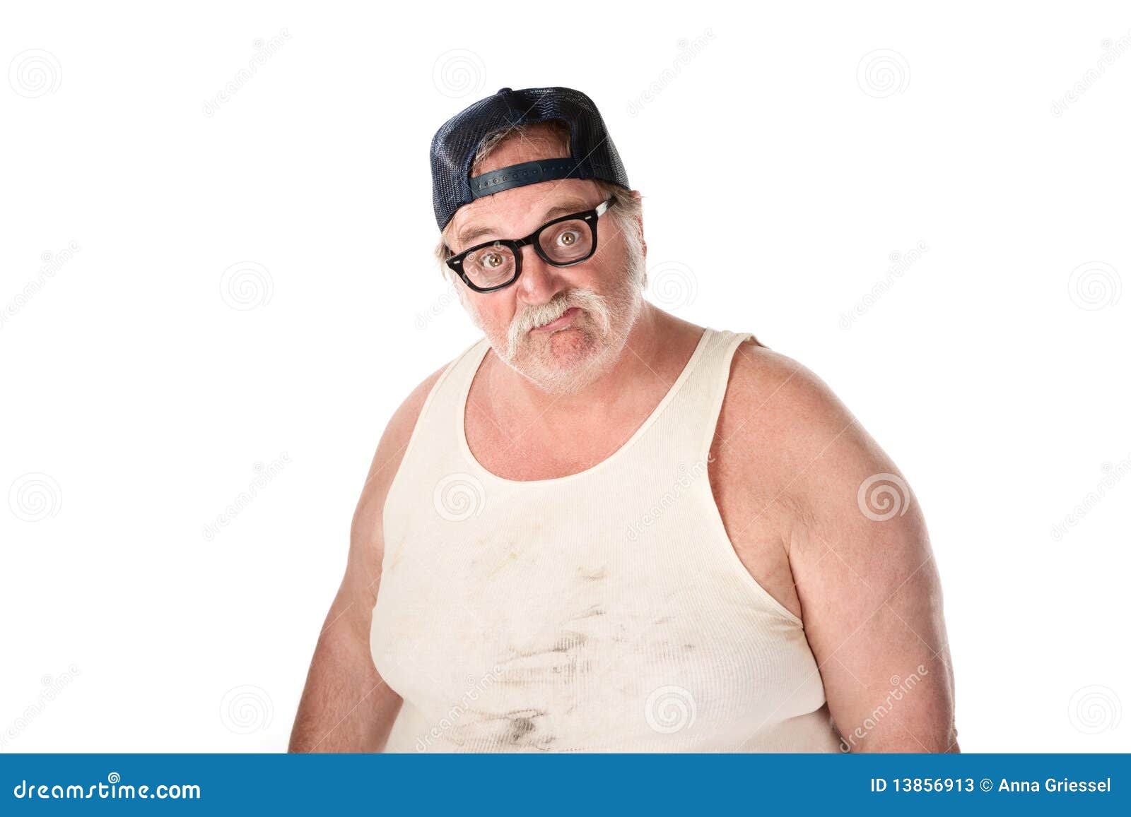 Man in Stained Shirt Wearing Baseball Cap Stock Image - Image of dirty ...