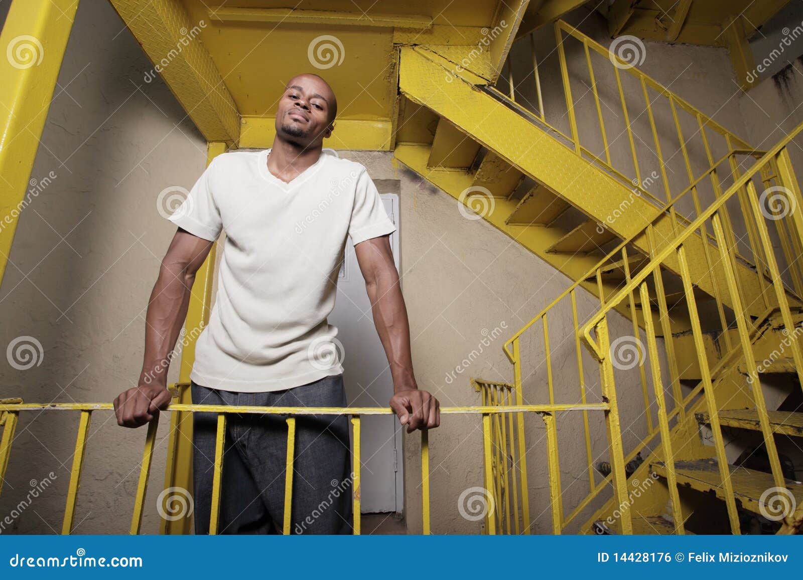 Man on a staircase stock photo. Image of urban, wide - 14428176