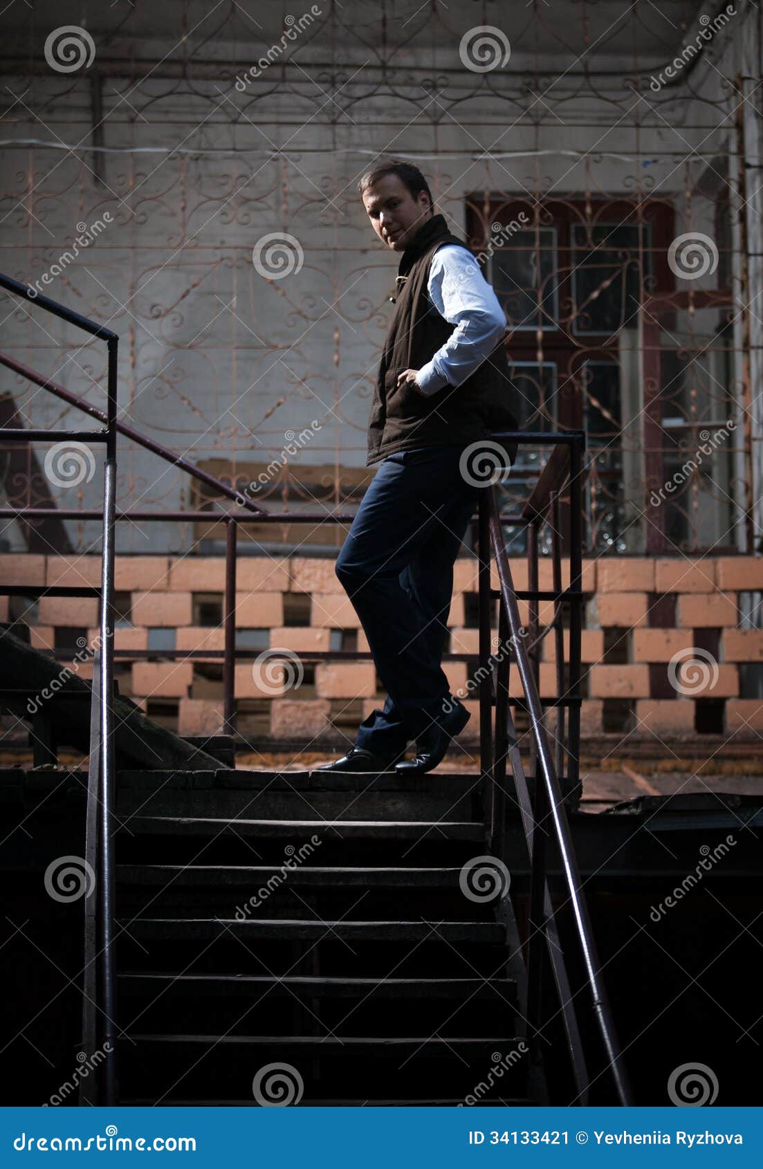 Man on stairs stock image. Image of building, european - 34133421