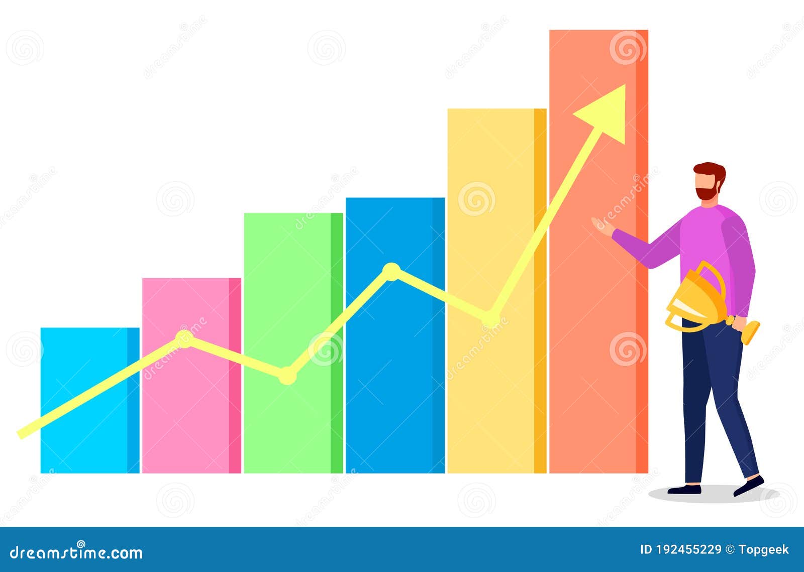 Man Stand Near Statistics Chart and Look on it Stock Vector ...